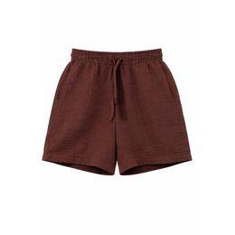 Hochtaillierte strukturierte Baumwollshorts