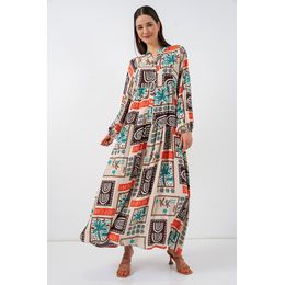 Gemustertes V-Ausschnitt Maxikleid