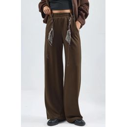 Modal Touch Taillierter Hochbund Gerade geschnittene Strickhose