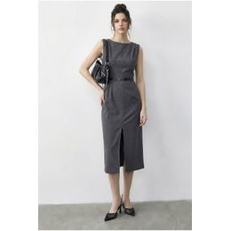 Belted Midi Bleistiftkleid mit Bootsausschnitt