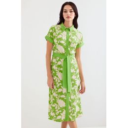 Bl&uuml;hendes Midi-Kleid mit Schleife