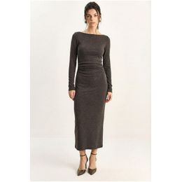 Boot-Ausschnitt K&ouml;rperbetontes Midi-Kleid mit Drapierung
