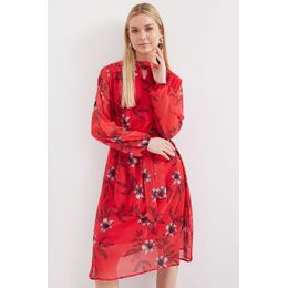Midikleid mit floralem Druck und Kordelzug