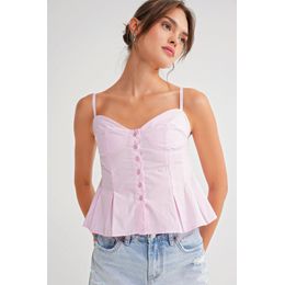 Herzchen-Ausschnitt Knopf-Front Peplum Cami Top