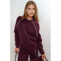 Sweatshirt mit kontrastierenden B&uuml;ndchen und langen &Auml;rmeln