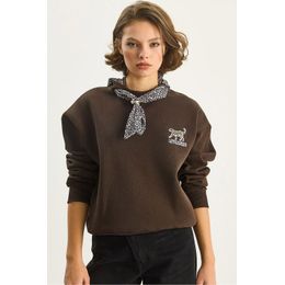 Sweatshirt mit Rundhalsausschnitt und Druck-Accessoire