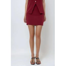 Hochtaillierter burgunderfarbener Slim Fit Minirock