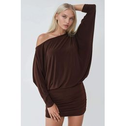 Asymmetrisches Kragenengel mini Kleid