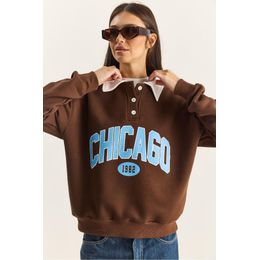 &Uuml;bergro&szlig;er bedruckter Pullover