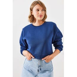 &Uuml;bergro&szlig;es Gestricktes Sweatshirt mit Rundhalsausschnitt