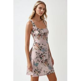 K&ouml;rperbetontes Mini-Kleid mit quadratischem Kragen und floralem Druck
