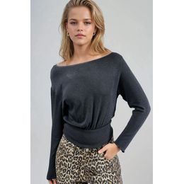 Boots-Ausschnitt Langarm-Elasthan-Bluse