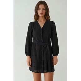 Musteriertes V-Ausschnitt Mini-Kleid Pika-Kollektion