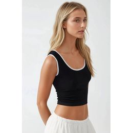Tailliertes Rundhals-Kontrast-Tanktop