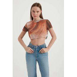 Abstract T&uuml;ll-Crop-Top