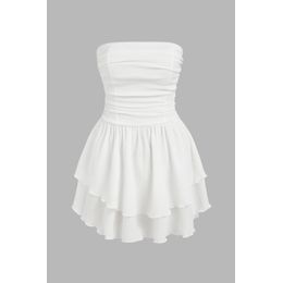 Tr&auml;gerloses R&uuml;schenshirt Mini Kleid