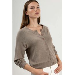 Crew-Neck-Cardigan mit Kn&ouml;pfen