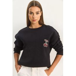 Bestickter Rundhalsausschnitt Sweatshirt