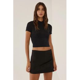 Tailliertes Halb-Polodach Strick-Crop-Top