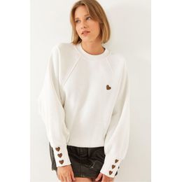 Besticktes Rundhals-Langarm-Sweatshirt
