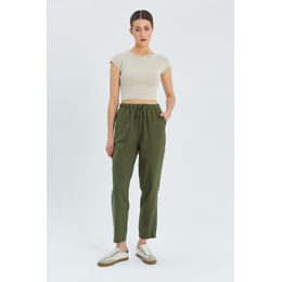Hochtaillierte Hose mit Kordelzug