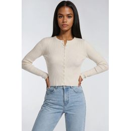 Knopfverschluss Slim Fit Rippstrick-Cardigan