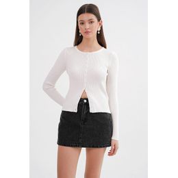 Knopfverschluss Slim Fit Rippstrick-Cardigan