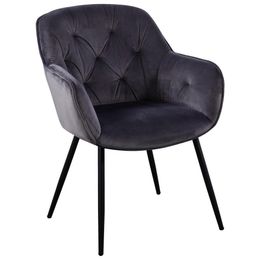 Mid.you Armlehnstuhl, Grau, Schwarz, Metall, Textil, Rundrohr, 62.5x85x63.5 cm, Esszimmer, St&uuml;hle, Esszimmerst&uuml;hle, Armlehnenst&uuml;hle