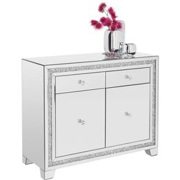 Xora Kommode, Silber, Glas, Holzwerkstoff, 1 F&auml;cher, 2 Schublade(n) Schubladen, 100x80x40 cm, Beim&ouml;bel erh&auml;ltlich, Wohnzimmer, Kommoden & Sideboards, Kommoden