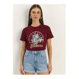 Blumen Crew-Neck Gestricktes T-Shirt