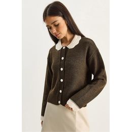 Dicker Rippstrick-Cardigan mit Knopfverschluss