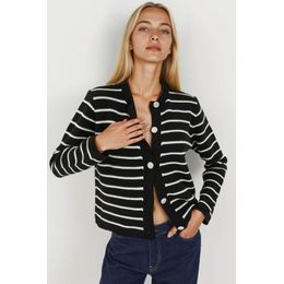 Gestreifter Strickcardigan mit Kn&ouml;pfen