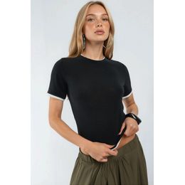 Farbblockiertes Rundhalsausschnitt T-Shirt