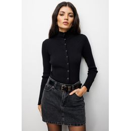 Slim Fit Halb-Rollkragen-Cardigan mit Knopfverschluss