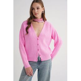 Strukturierter V-Ausschnitt Knopf-Cardigan