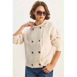 Strukturierter Rippstrick-Cardigan mit Knopfverschluss