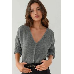 Ultrasofter V-Ausschnitt cardigan mit Kn&ouml;pfen in Doppelverwendung