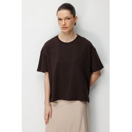 Oversized Rundhals Unifarben T-Shirt mit Schlitz