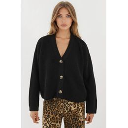 V-Ausschnitt Gekn&ouml;pfter Oversized Cardigan