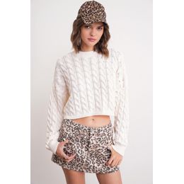 Cable Knit Muster Rundhals Pullover