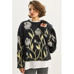 Crewneck-Bl&uuml;tenpullover