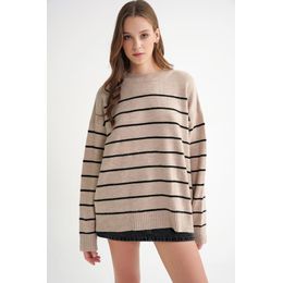 Gestreifter Crew Neck Relaxed Strickpullover