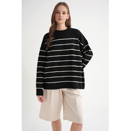 Gestreifter Rundhalsausschnitt Relaxed Strickpullover