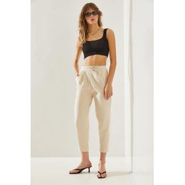 Baumwoll-Elasthan-Hose mit geradem Bein und Schleife