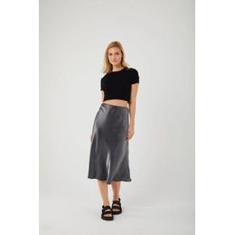 Satin-Midi-Rock mit elastischem Bund