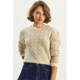 Haarflecht-Musterpullover