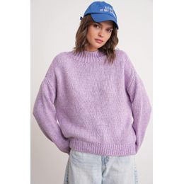L&auml;ssiger Schnitt Rundhals Dickstrickpullover