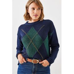 Pullover mit geometrischem Muster und Rundhalsausschnitt