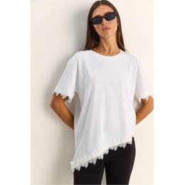 &Uuml;bergro&szlig;es Rundhals-Cotton-T-Shirt