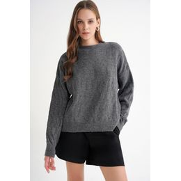 Rippstrickpullover mit Haarglanzmuster